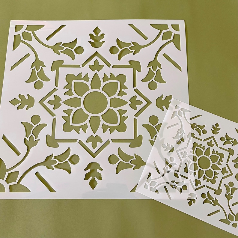 Encaustic Style Stencil/template for Tiles, Walls & Craft, Choose Size ...