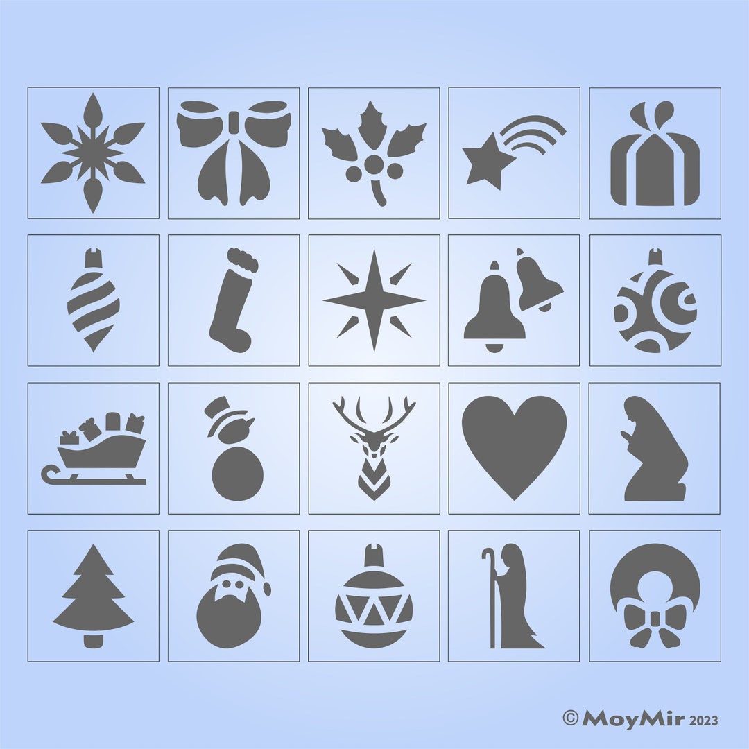 Set of 20 Mini Christmas Stencils / Small Templates, 1" or 2" - Etsy