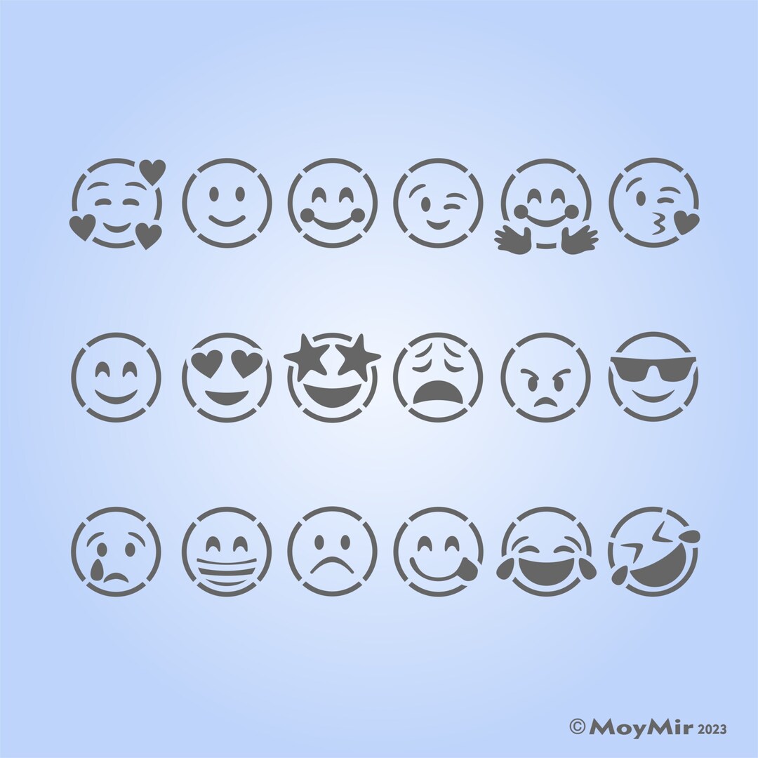 Cute Emoji Design Stencils, SET OF 18 Templates, 1 OR 2 - Etsy Australia