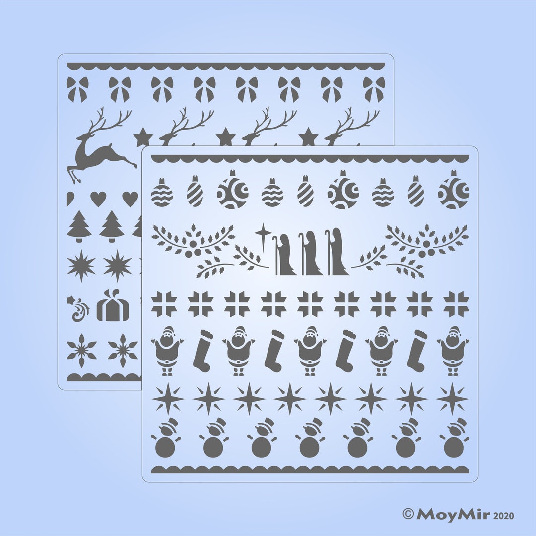 Christmas Stencil Set X 2, Decorations, Cake Decorating, Printing ...