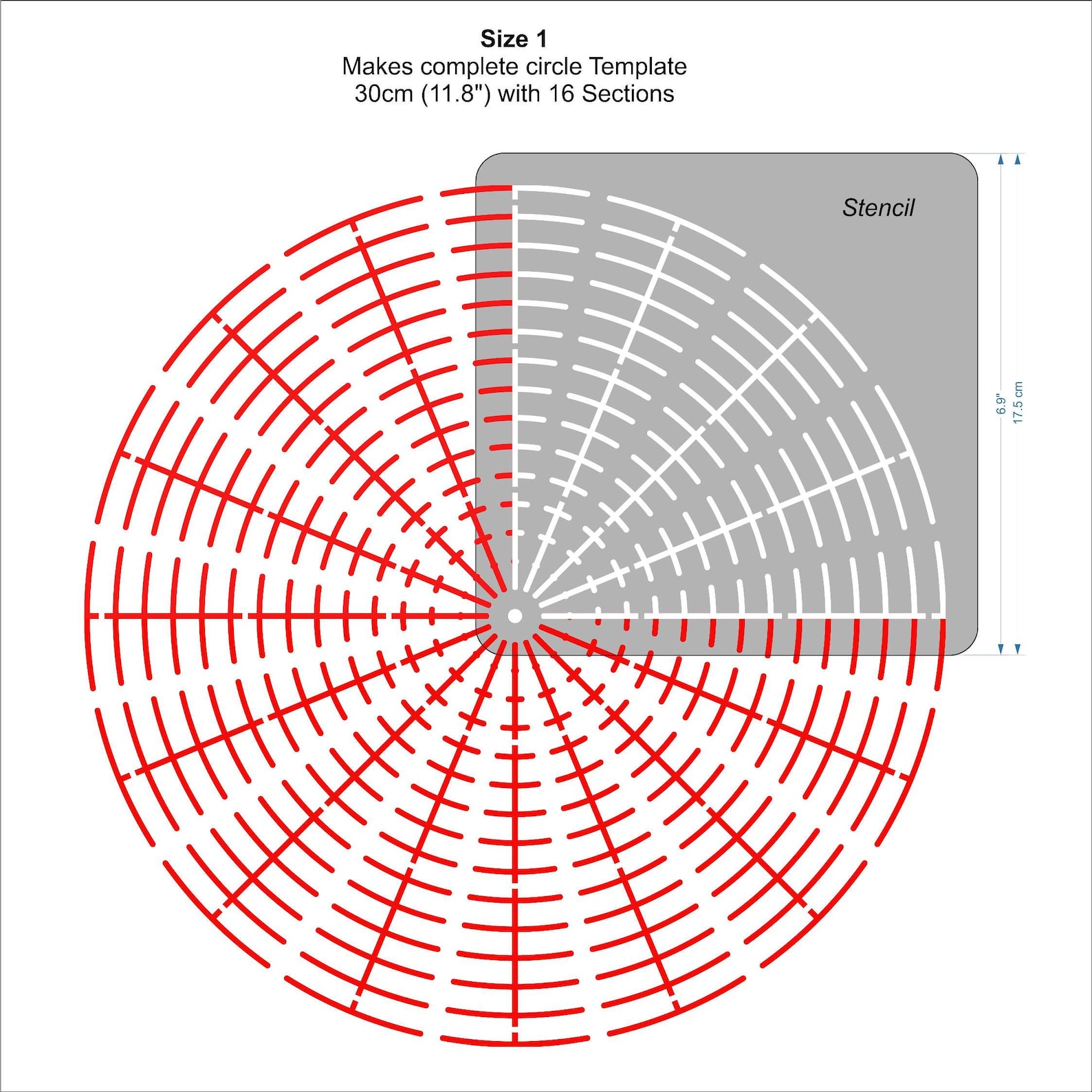 Large Quarter Mandala Circle Template Stencils 16 Sections | Etsy Australia