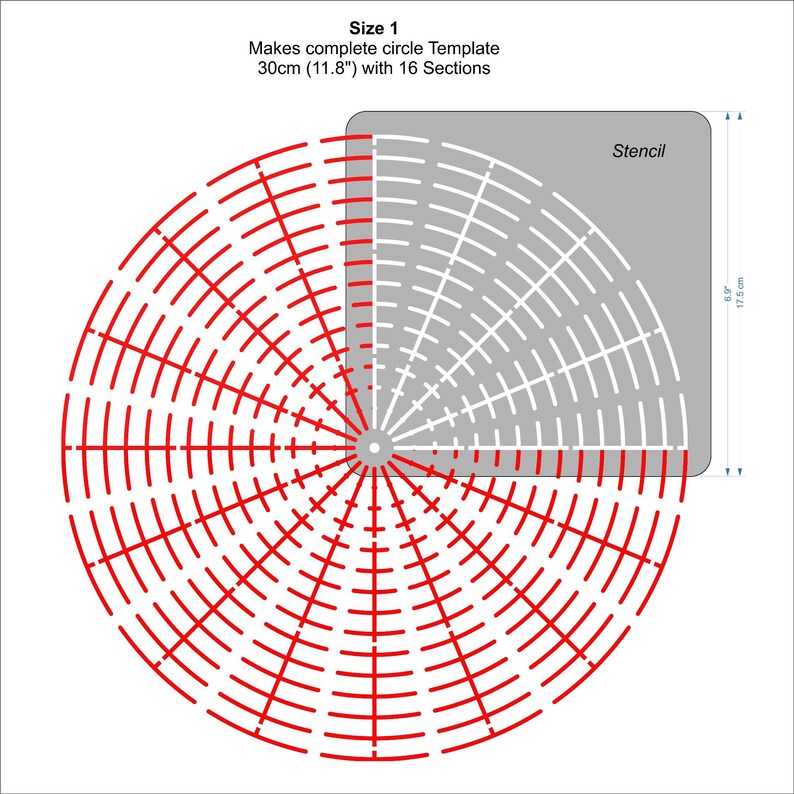 Large Quarter Mandala Circle Template Stencils 16 Sections - Etsy