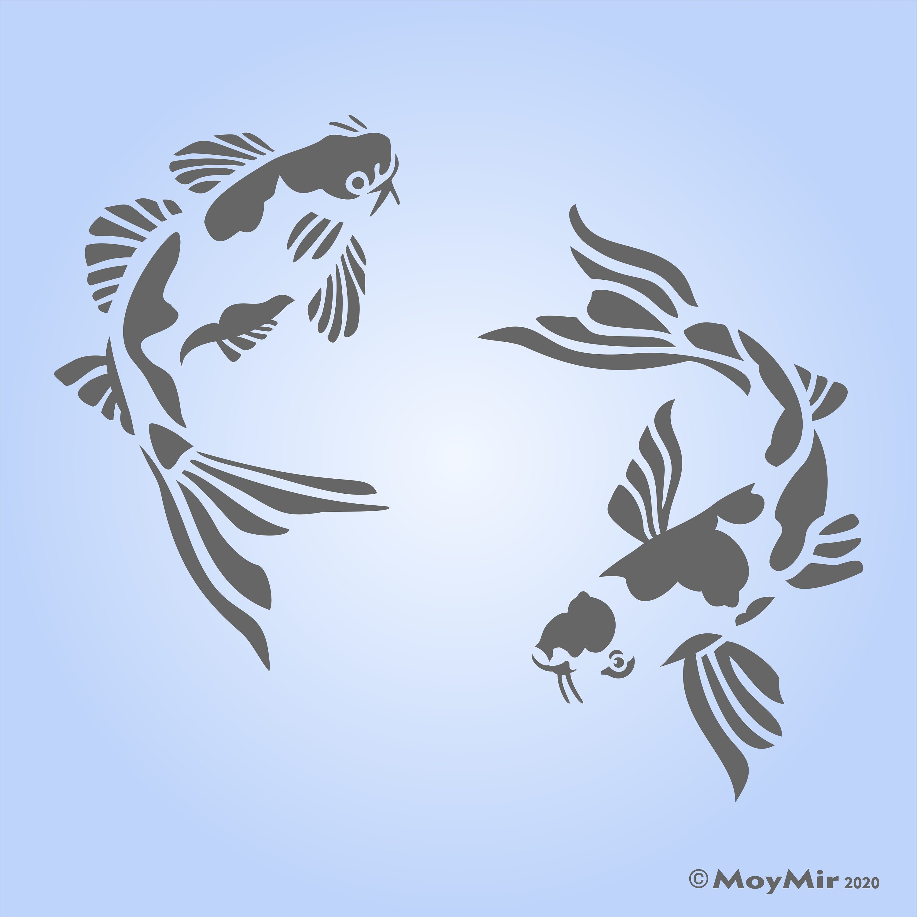 Simple Koi Fish Stencil