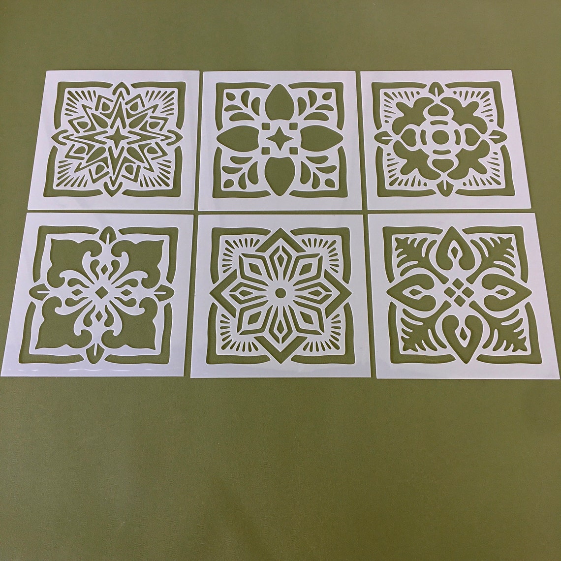 Set of 6 Square Design Stencils for Arts, Crafts, Tiles Etc - Etsy