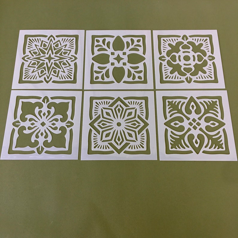 Set of 6 Square Design Stencils for Arts, Crafts, Tiles Etc - Etsy