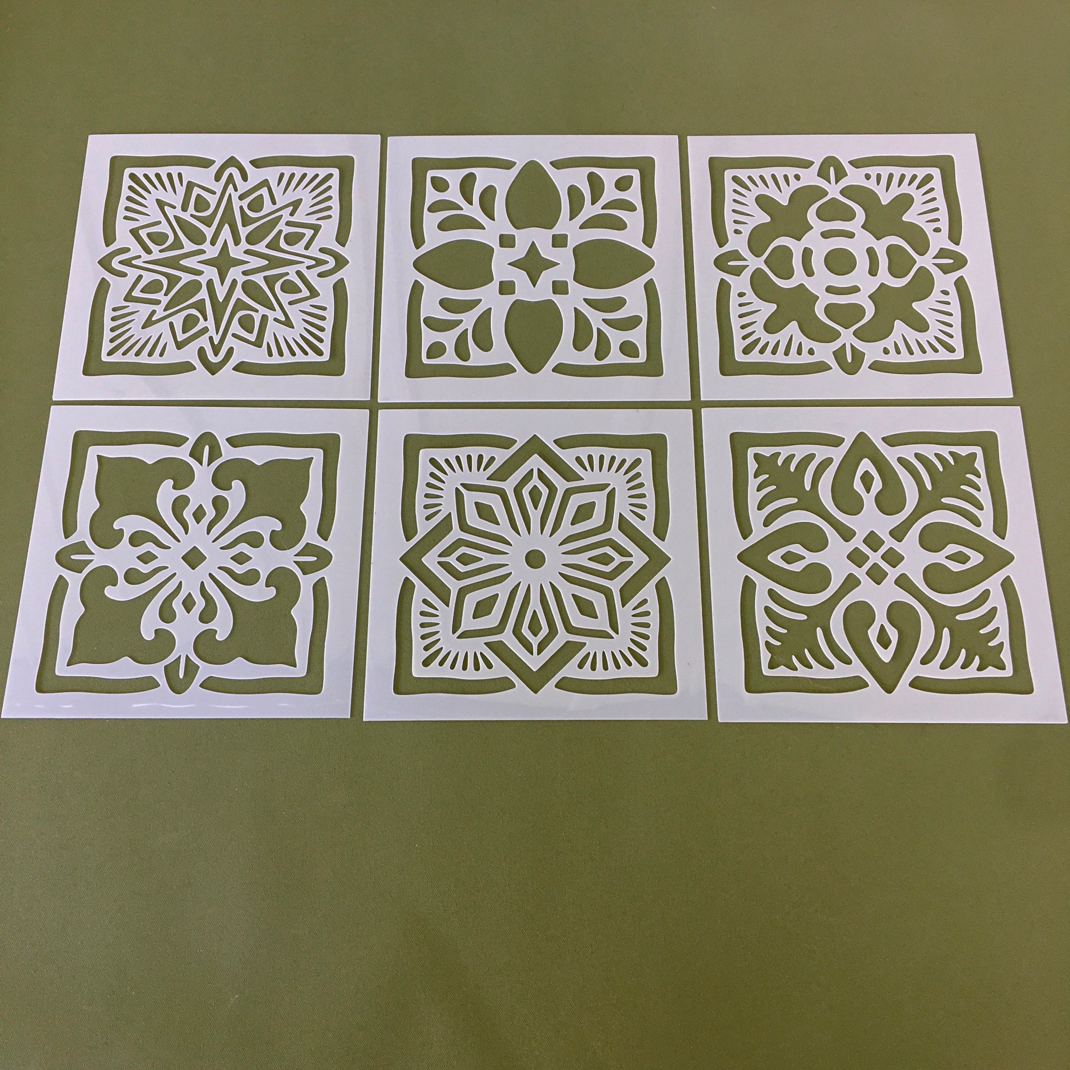 Set of 6 Square Design Stencils for Arts Crafts Tiles Etc - Etsy