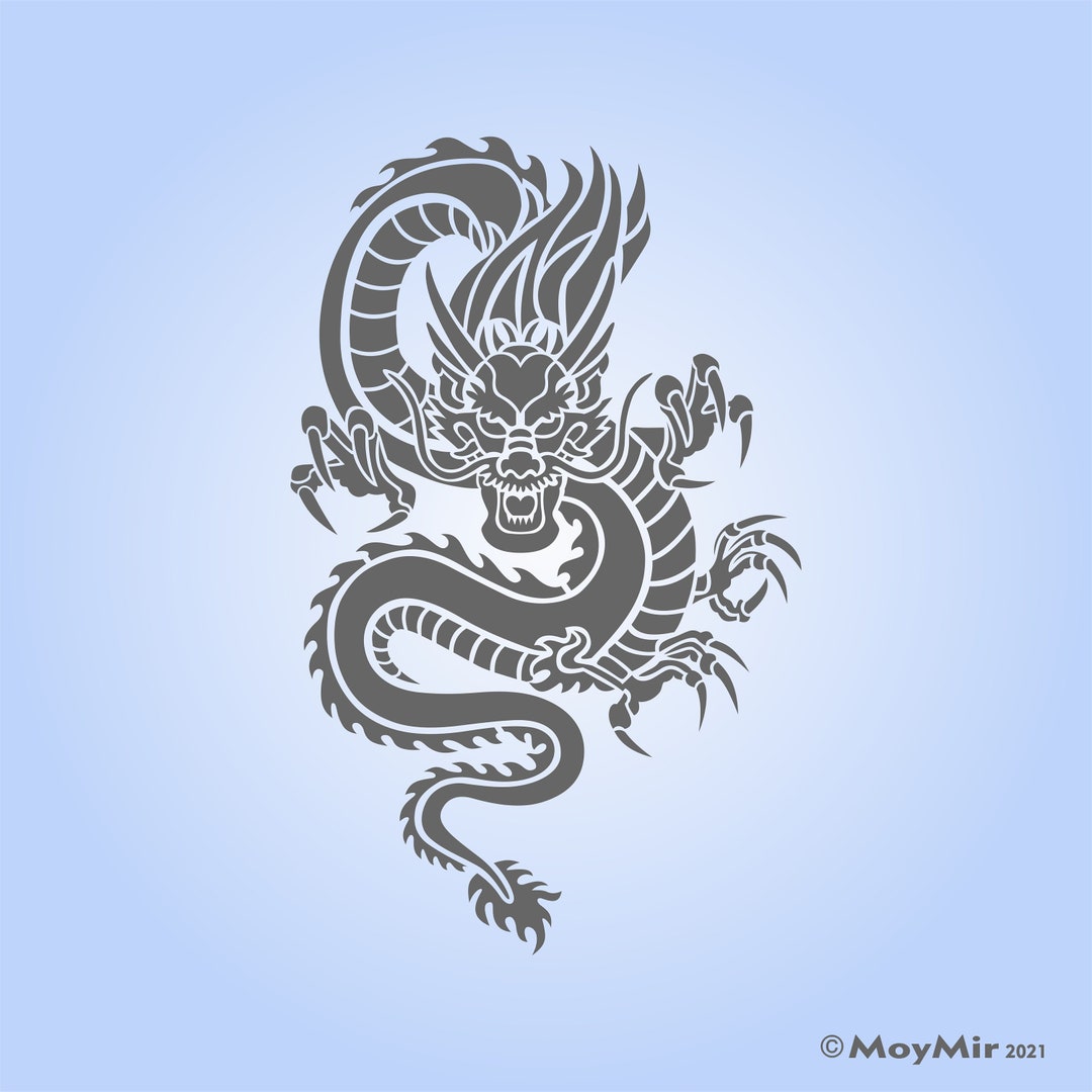 Classic Chinese Dragon Style Reuseable Stencil - Etsy