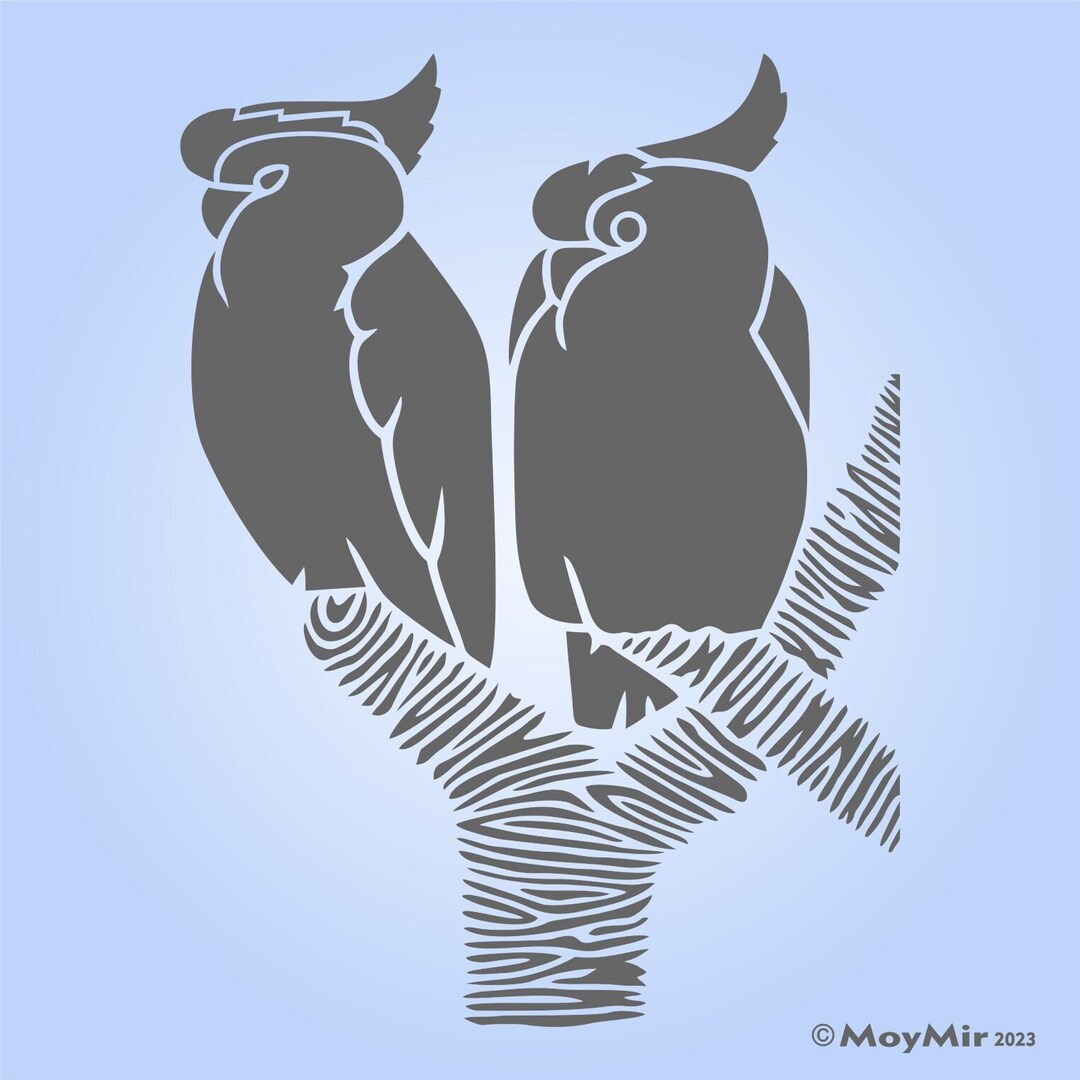 Bird Cockatoo Parrot Stencil, Two Birds - Etsy
