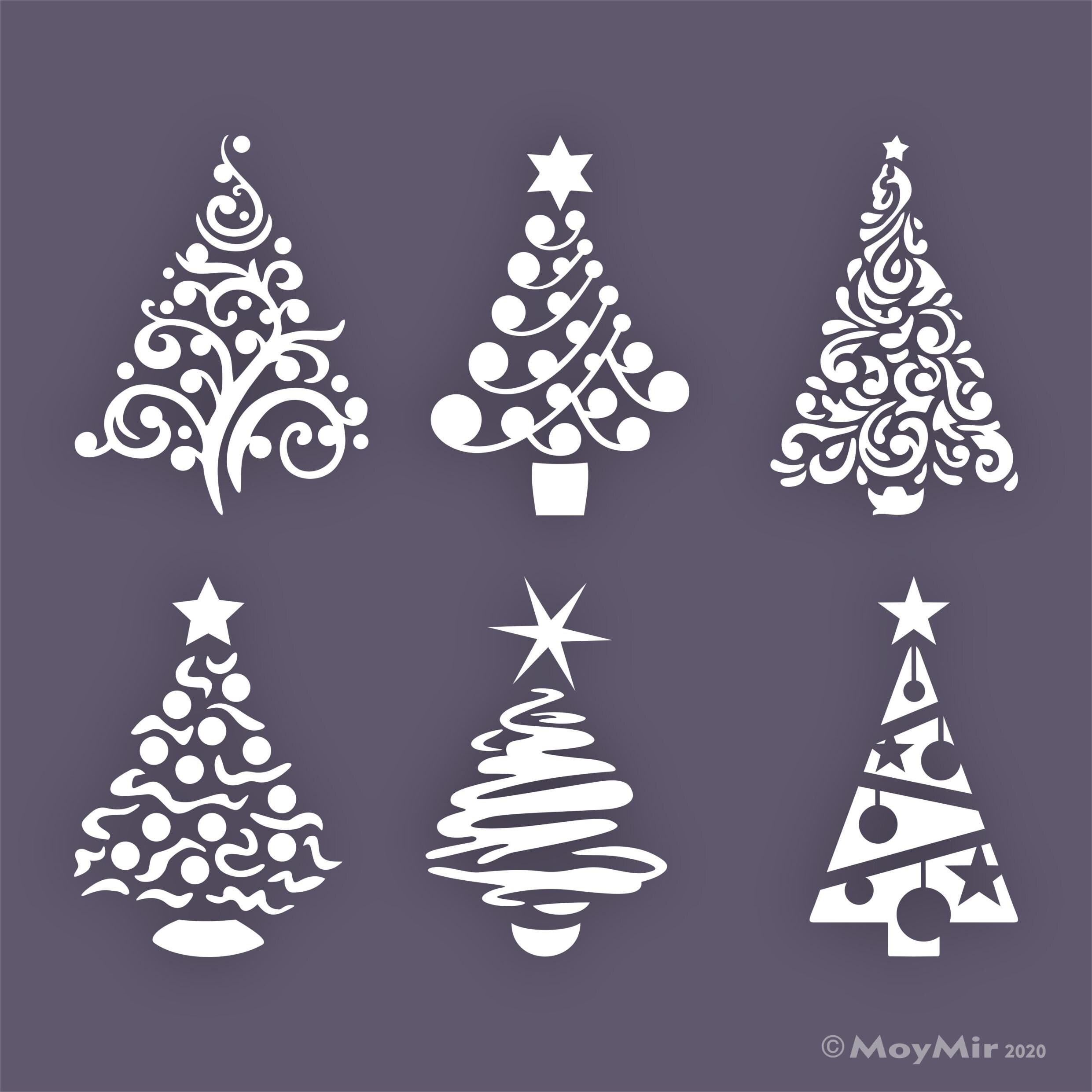 Set of 6 Christmas Tree Stencils - Etsy