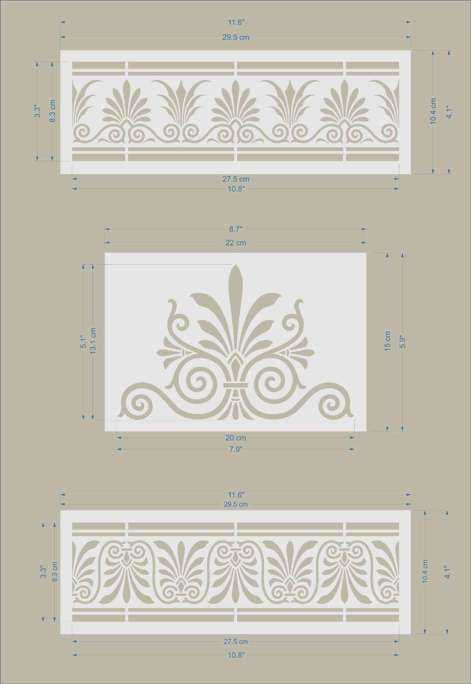 Greek Style Border & Centre Stencils, Set of 3 - Etsy