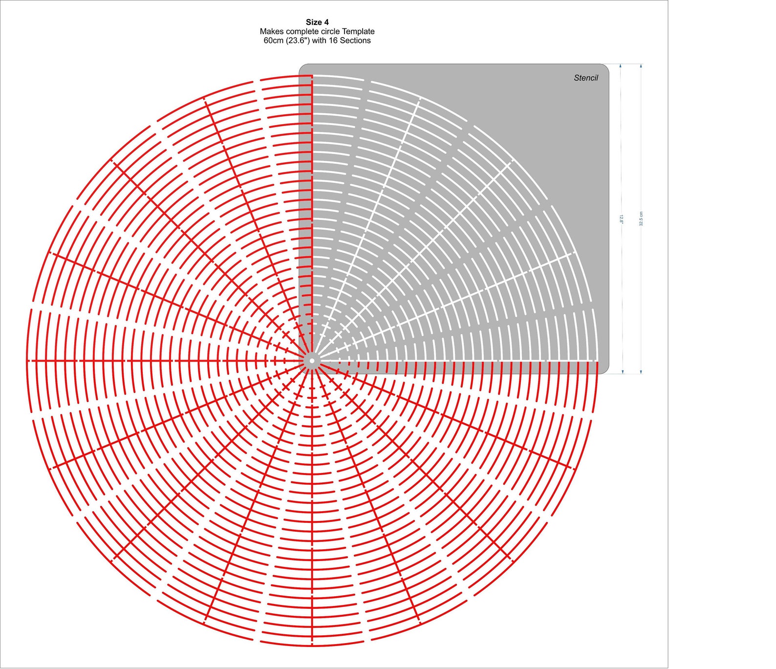 Large Quarter Mandala Circle Template Stencils 16 Sections - Etsy India