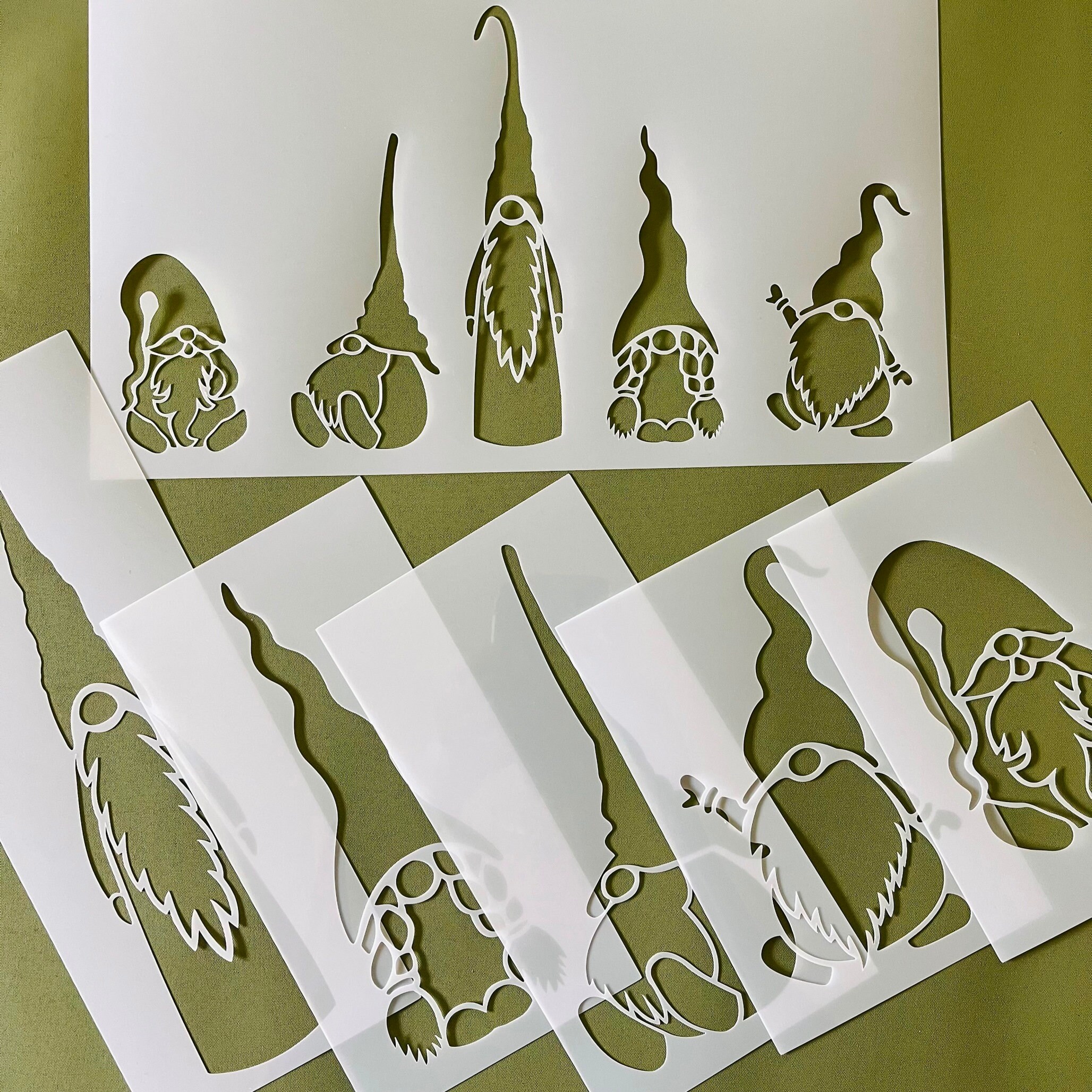 Whimsical Stencil of 5 Different Gnome Figures - Etsy