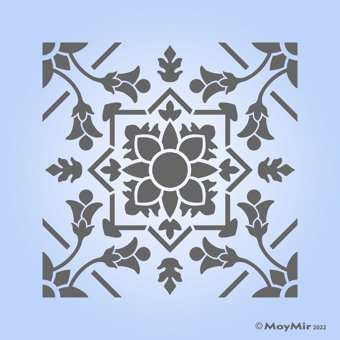 Encaustic Style Stencil/template for Tiles, Walls & Craft, Choose Size ...