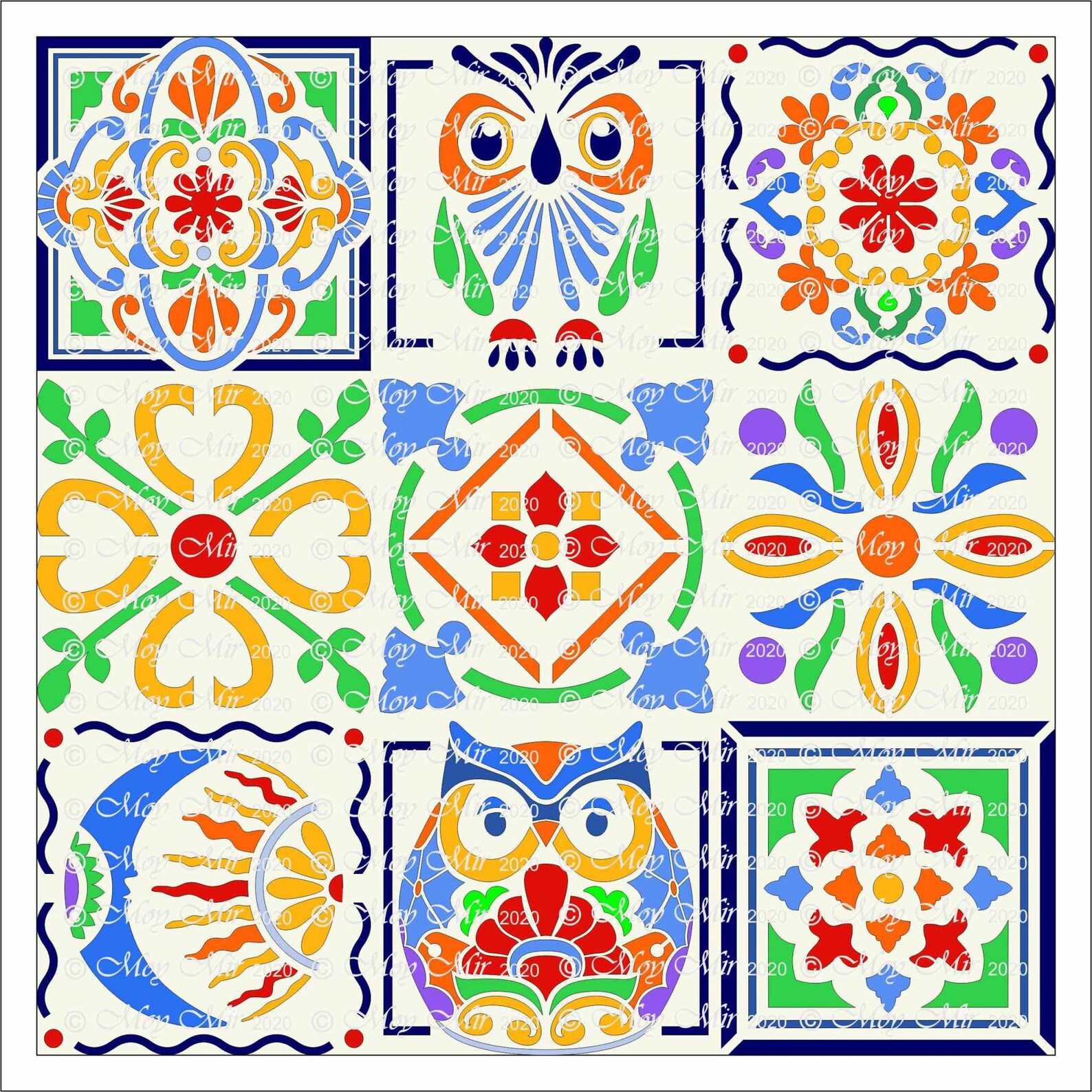 Mexican Talavera / Tonala Style Stencils Set of 9 - Etsy