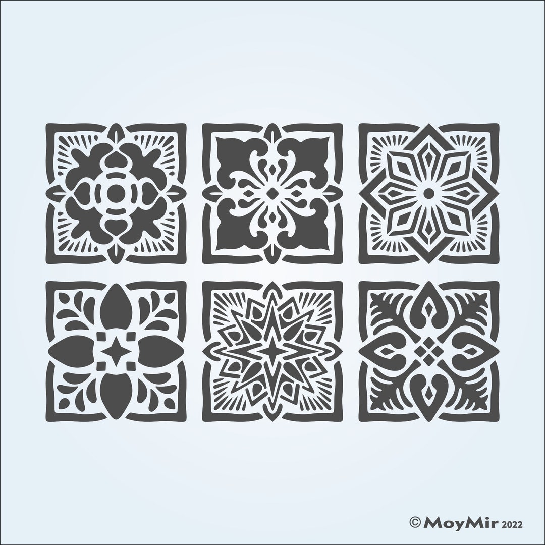 Set of 6 Square Design Stencils for Arts Crafts Tiles Etc - Etsy
