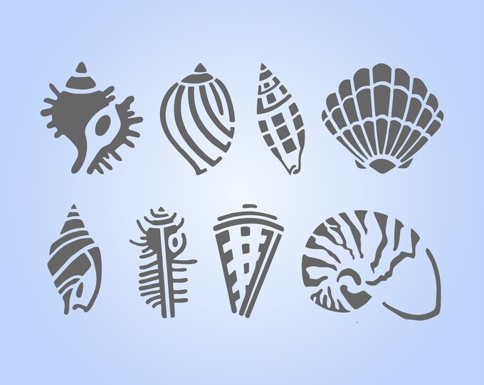 2 X Cone Shell Wall Decor Stencils for Decoration Craft Hobby Borders ...