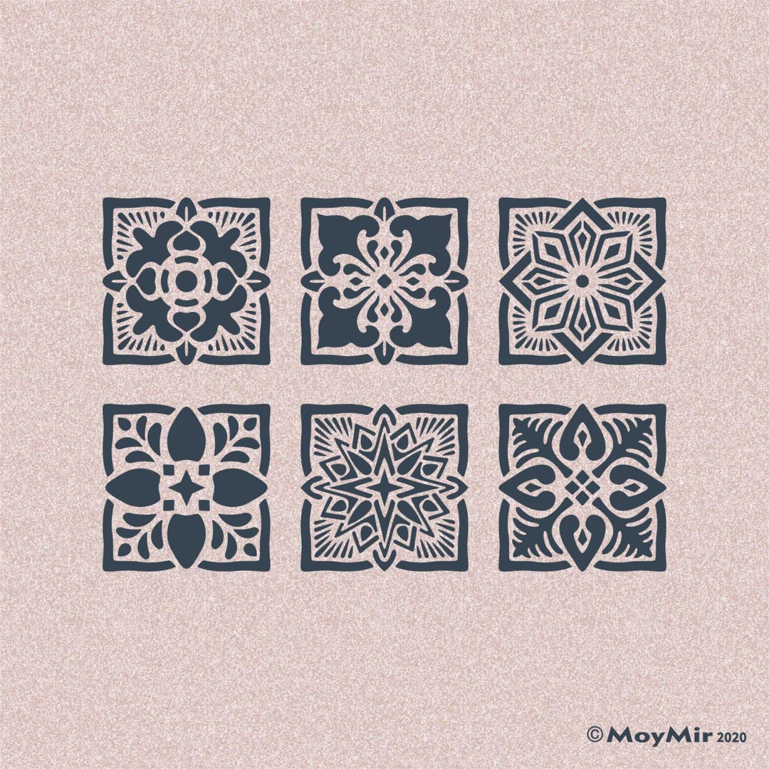 Set of 6 Square Design Stencils for Arts, Crafts, Tiles Etc - Etsy