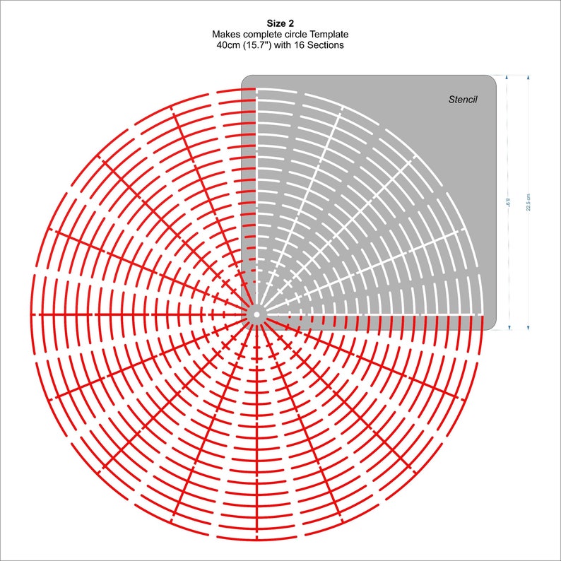 Large Quarter Mandala Circle Template Stencils 16 Sections - Etsy