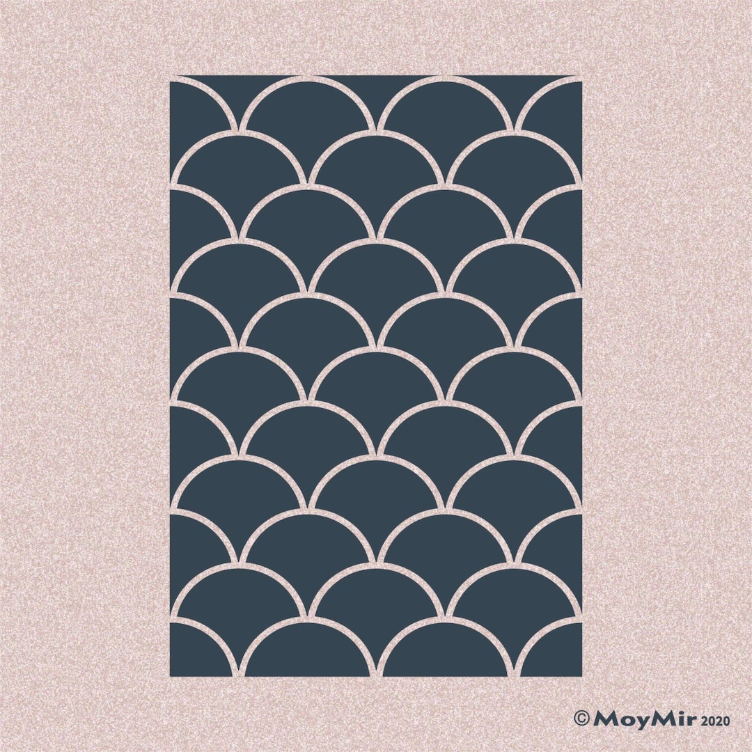 Geometric Scallop Design #4 **2 Sizes** for Walls, Floors, Furniture ...