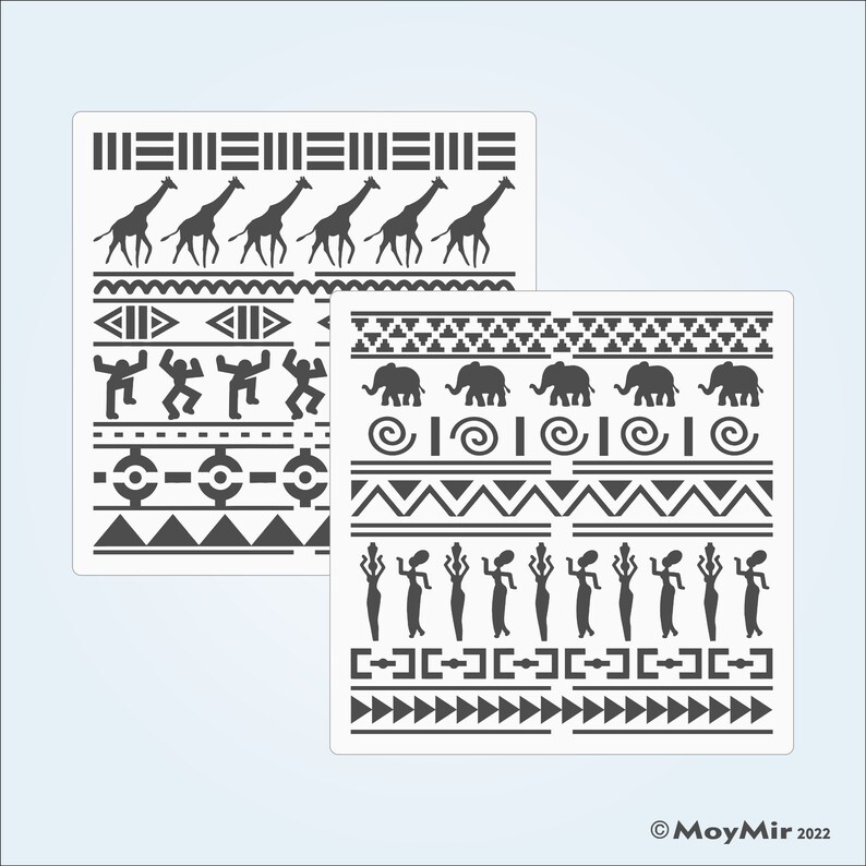 Tribal African Style Stencils X 2 for Crafts Art Tiles - Etsy