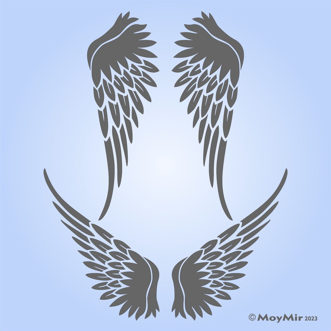 Angel Wings Stencil Template, Choose Wings up or Down, Choose Size - Etsy