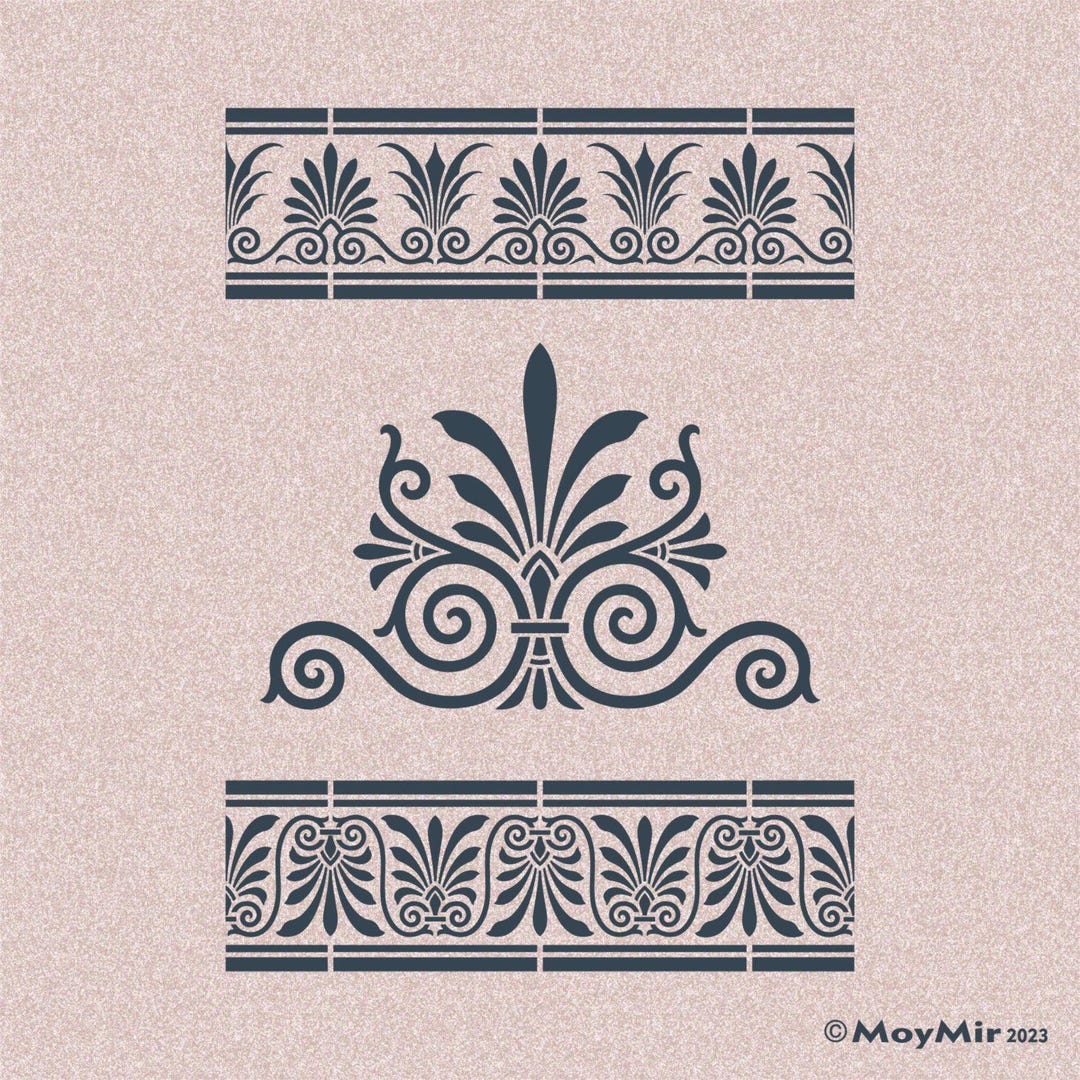 Greek Style Border & Centre Stencils, Set of 3 - Etsy