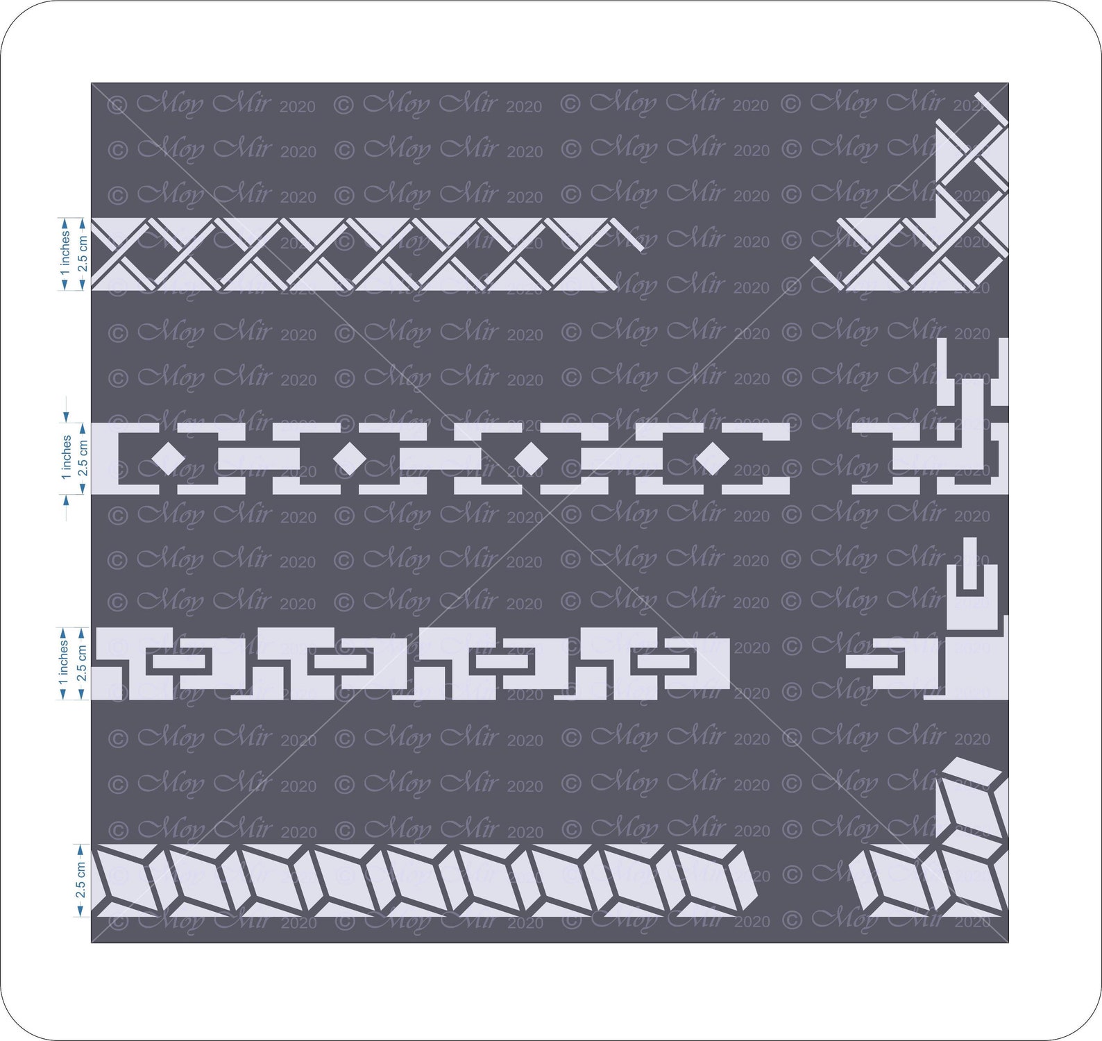 Set of 4 Geometric Border Stencils plus Corner Stencils | Etsy