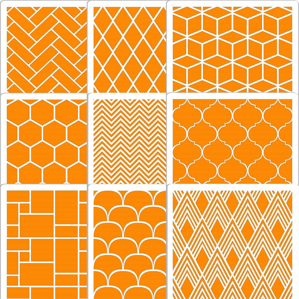 Set of 9 Geometric Pattern Stencils 2 Sizes - Etsy Australia