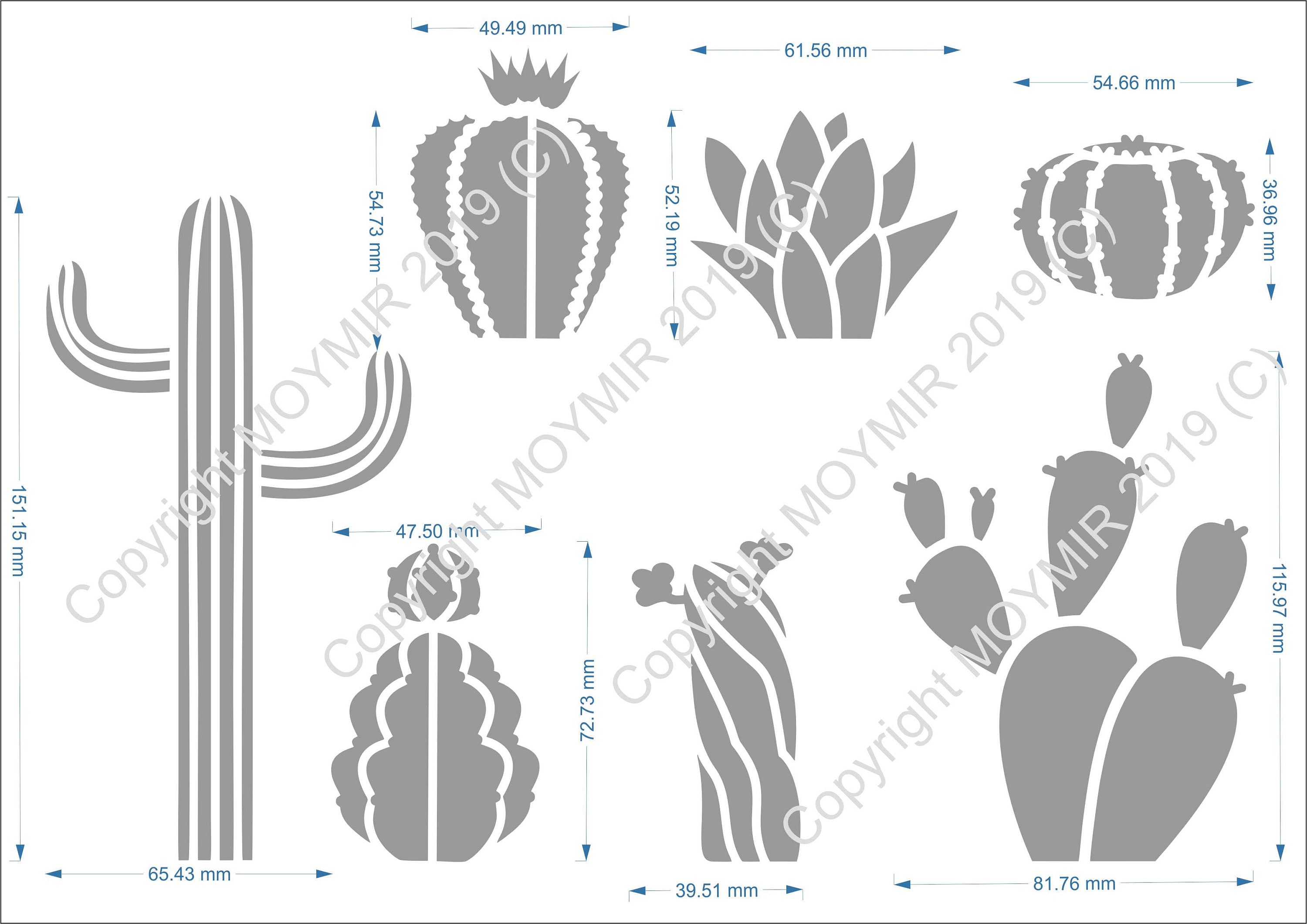 Cacti Stencil Template for Art Craft Fabric Scrapbooking Etc - Etsy