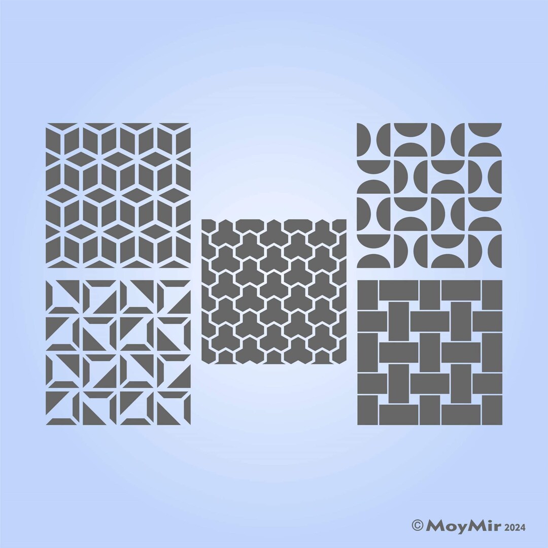 Set of 5 Geometric Pattern Stencils, Choose Size - Etsy