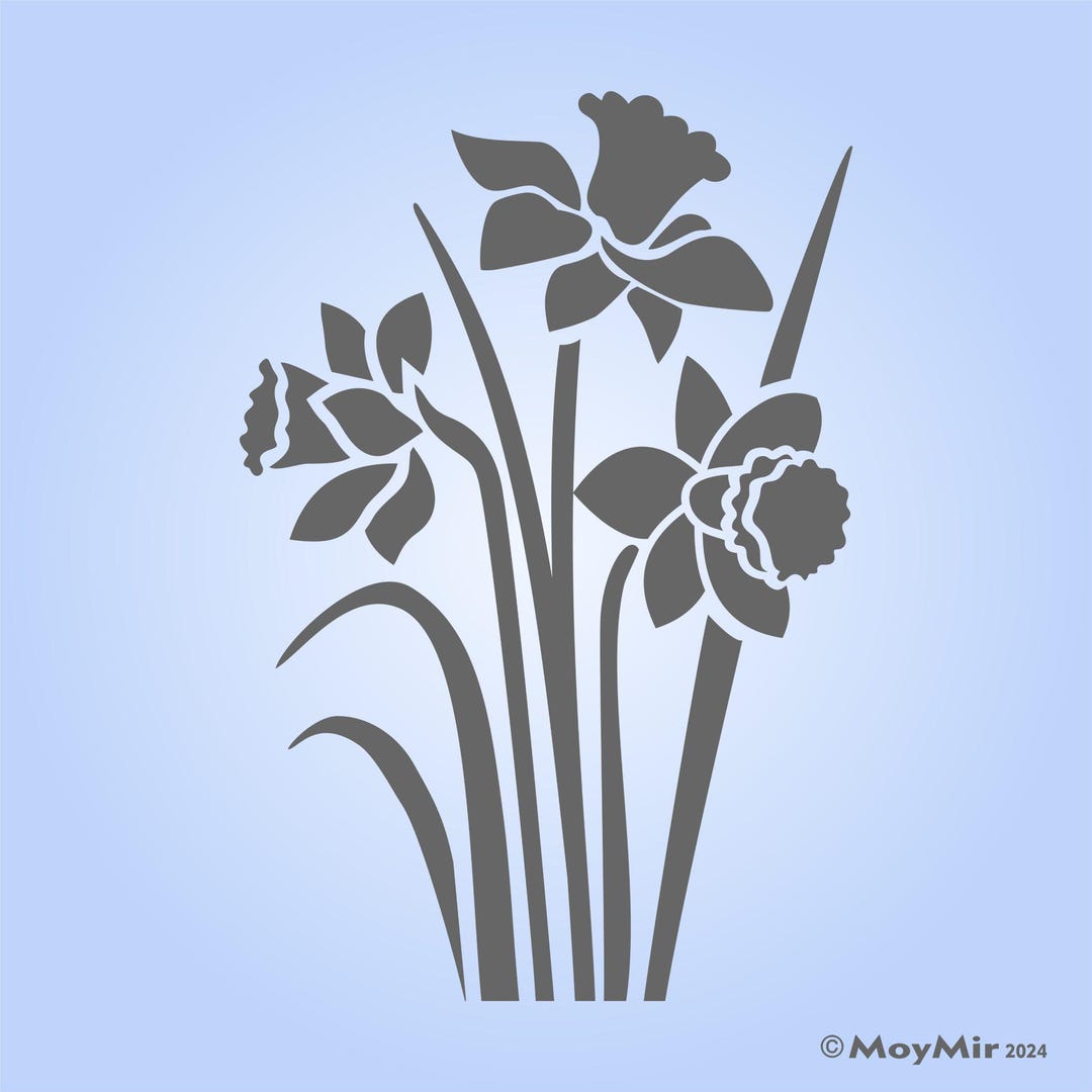 Daffodil Flower Stencil , 3 Sizes - Etsy