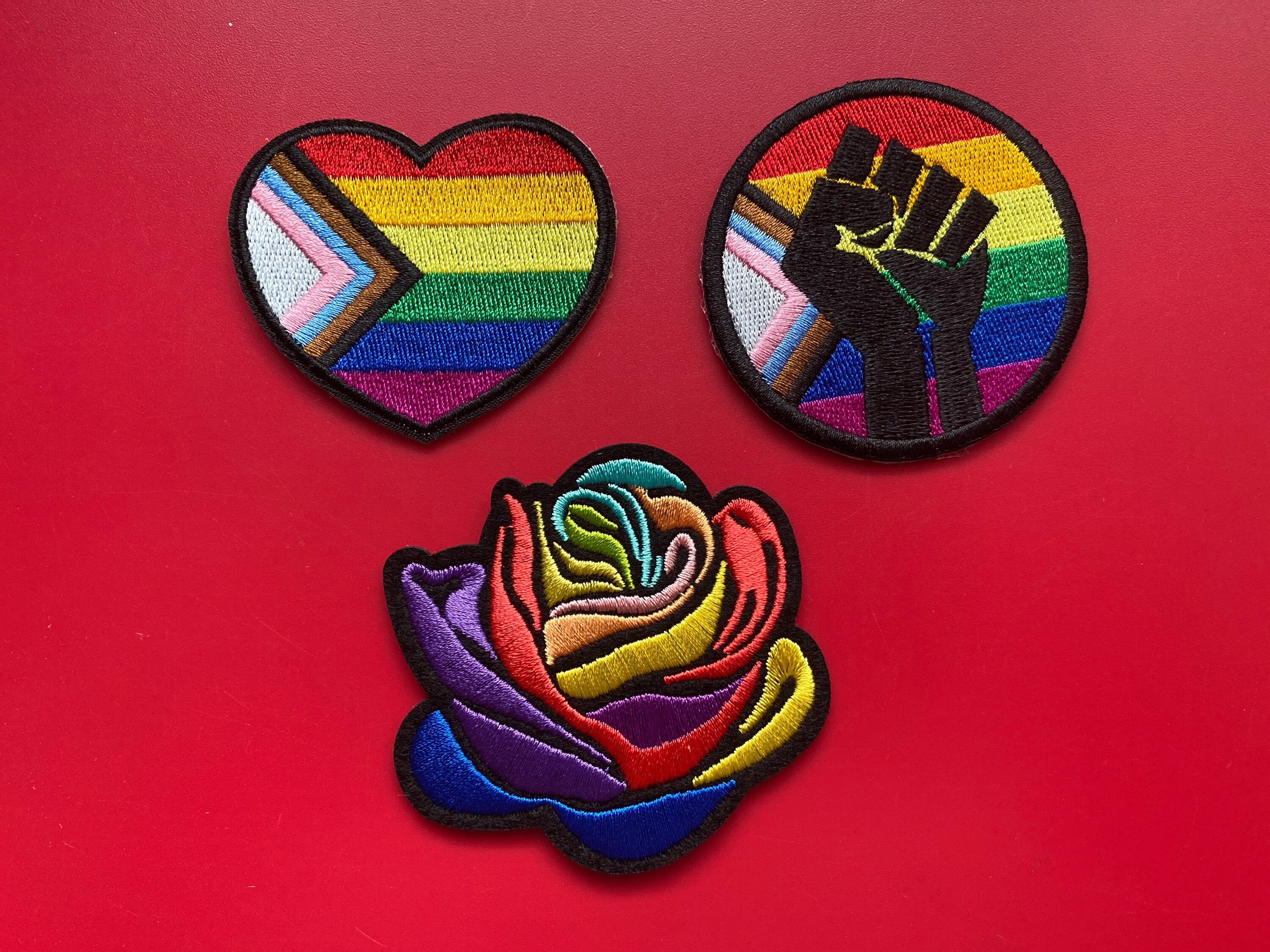 Pride Flag Rainbow LGBTQIA Embroidered Iron on Heart Patch or - Etsy
