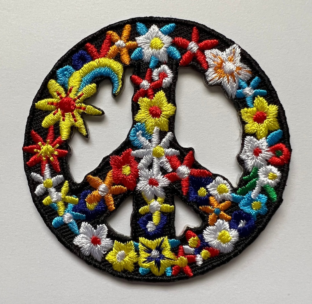 Rainbow Peace Sign Iron on Patch 2.5 Inch Flower Power Love Pride ...