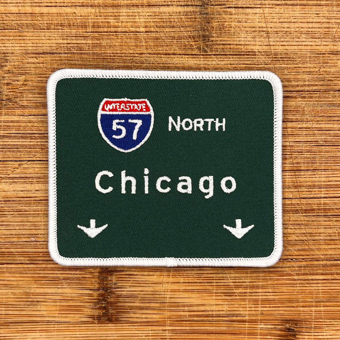 Chicago Interstate 57 North Road Sign Patch 3.5" X 3" Embroidered Iron ...