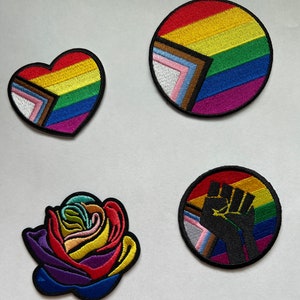 Pride Flag Rainbow LGBTQIA Embroidered Iron on Heart Patch - Etsy