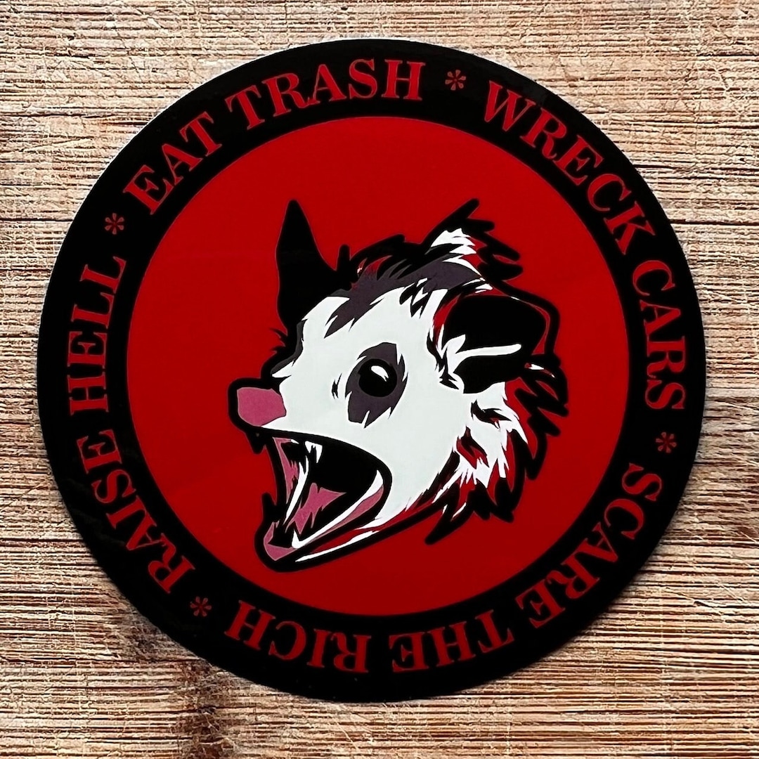 Angry Possum Eat Trash Wreck Cars 3 Inch Iron on Patch and 4 Inch ...