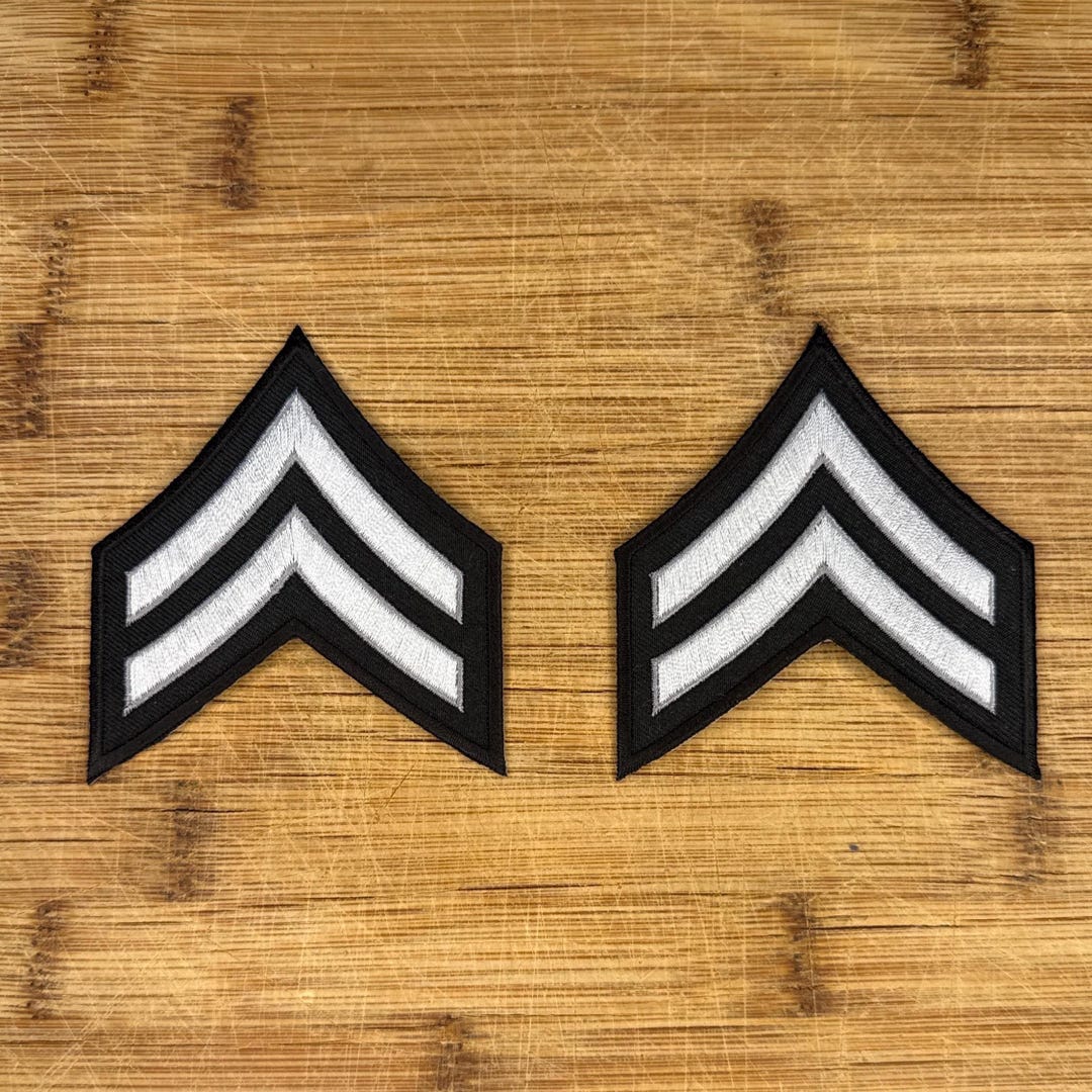 Corporal Rank Patches – Gray on Black FTO Chevrons – 2-piece Set 3.5" X ...