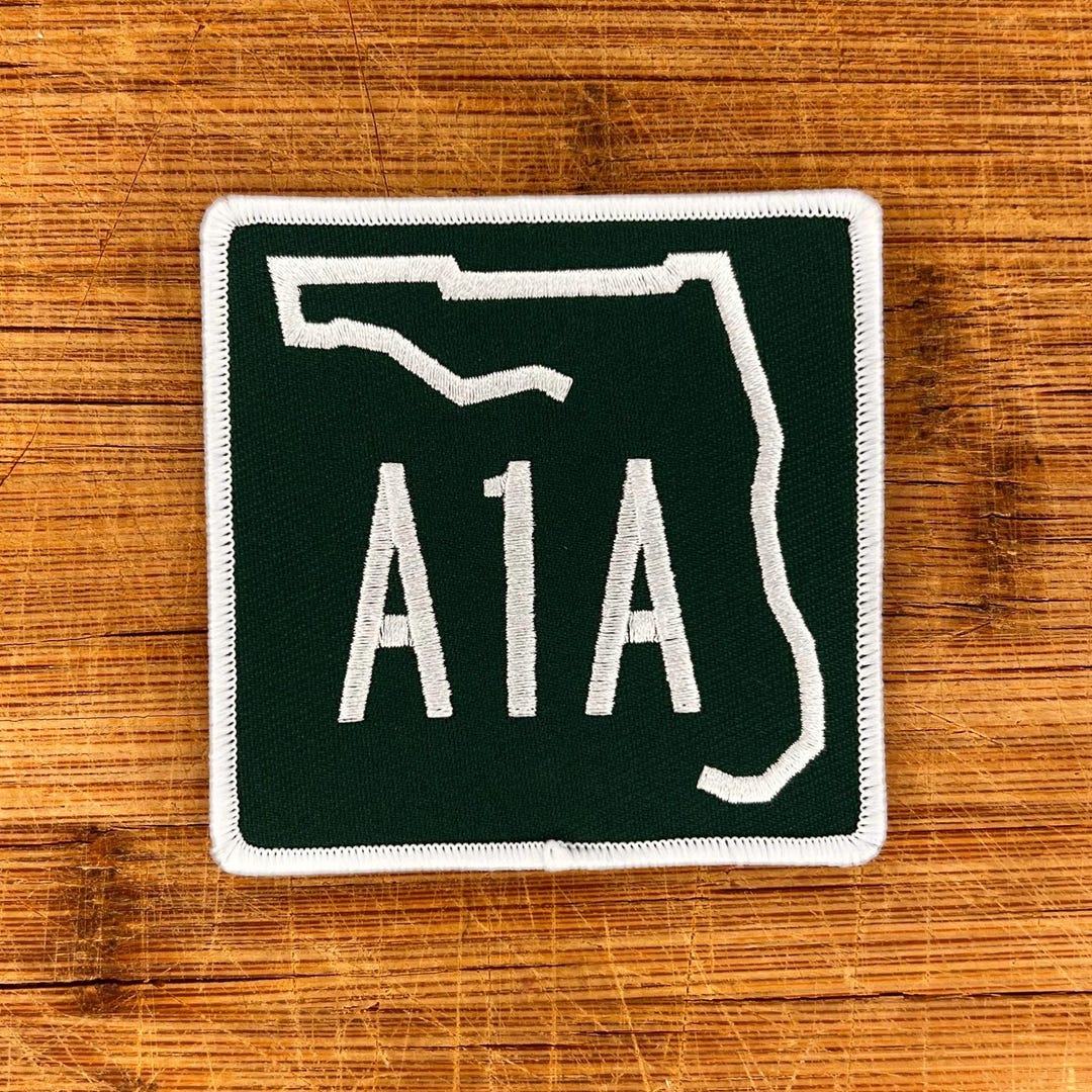A1A Embroidered Patch - 3x3 Inch Florida State Road Sign Iron-on ...