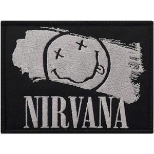 Nirvana Happy Face Paint Woven Iron-on Patch 4.5 X 3.5 DIY Rocker Style ...