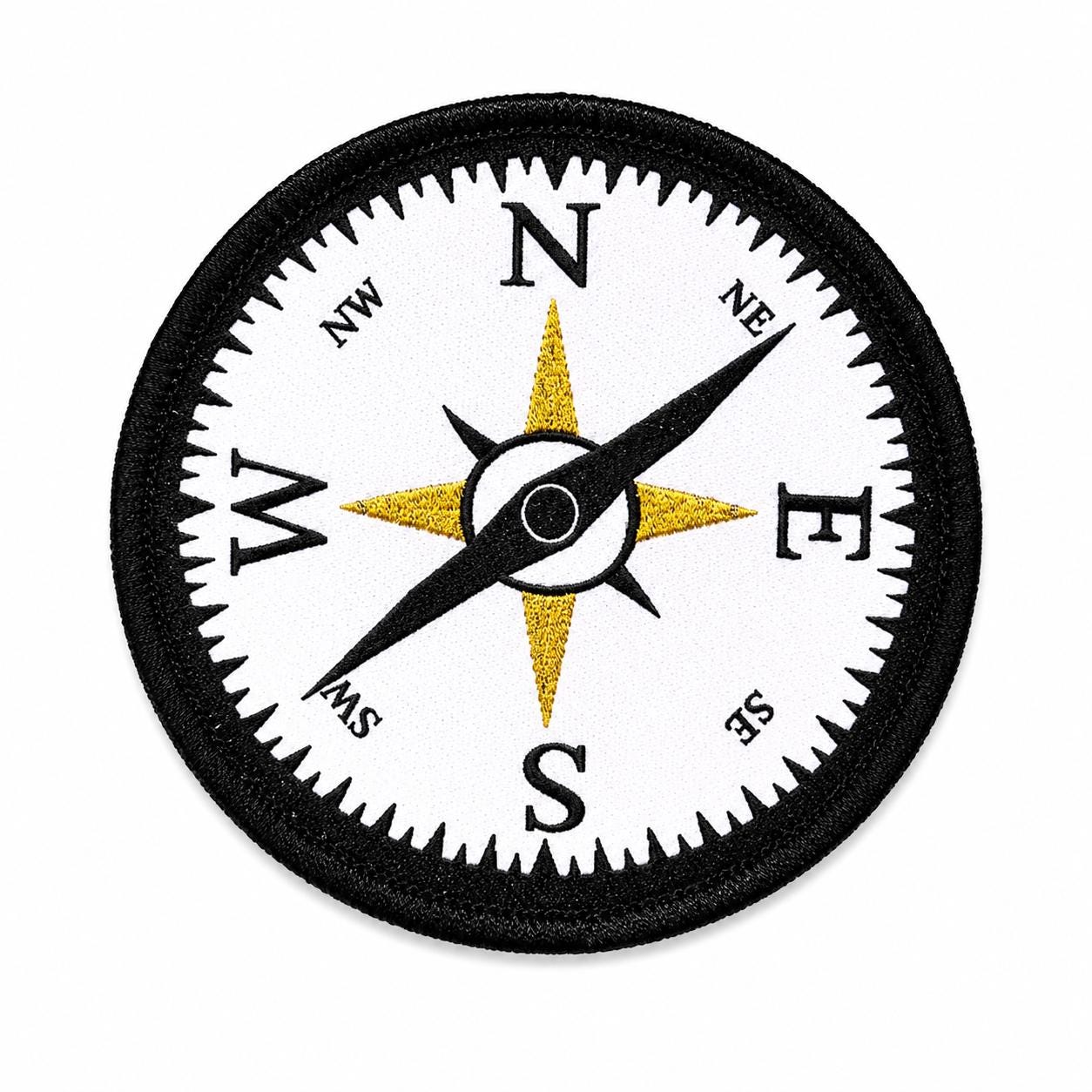 Compass Rose Iron on Patch 3 Inch, Woven Embroidered Adventure Badge ...