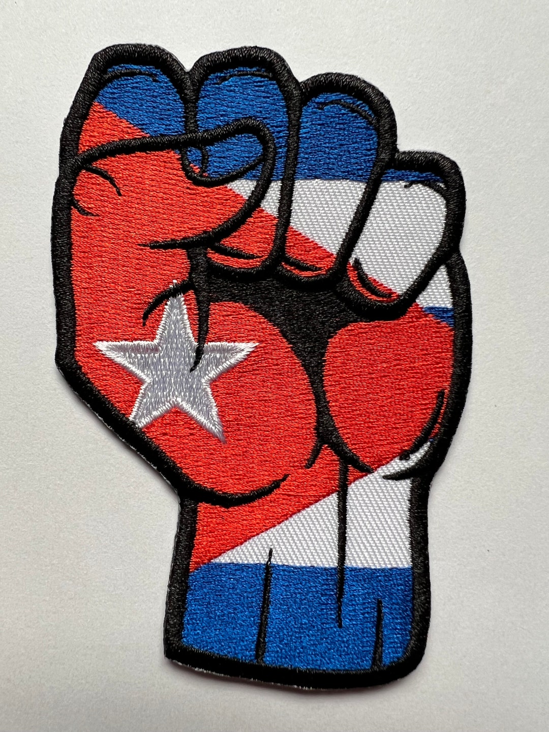 Cuban Flag Fist Patch 4x2.75 Iron on Embroidered Patch for Jackets ...