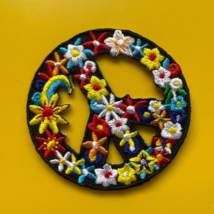 Rainbow Peace Sign Iron on Patch 2.5 Inch Flower Power Love Pride ...