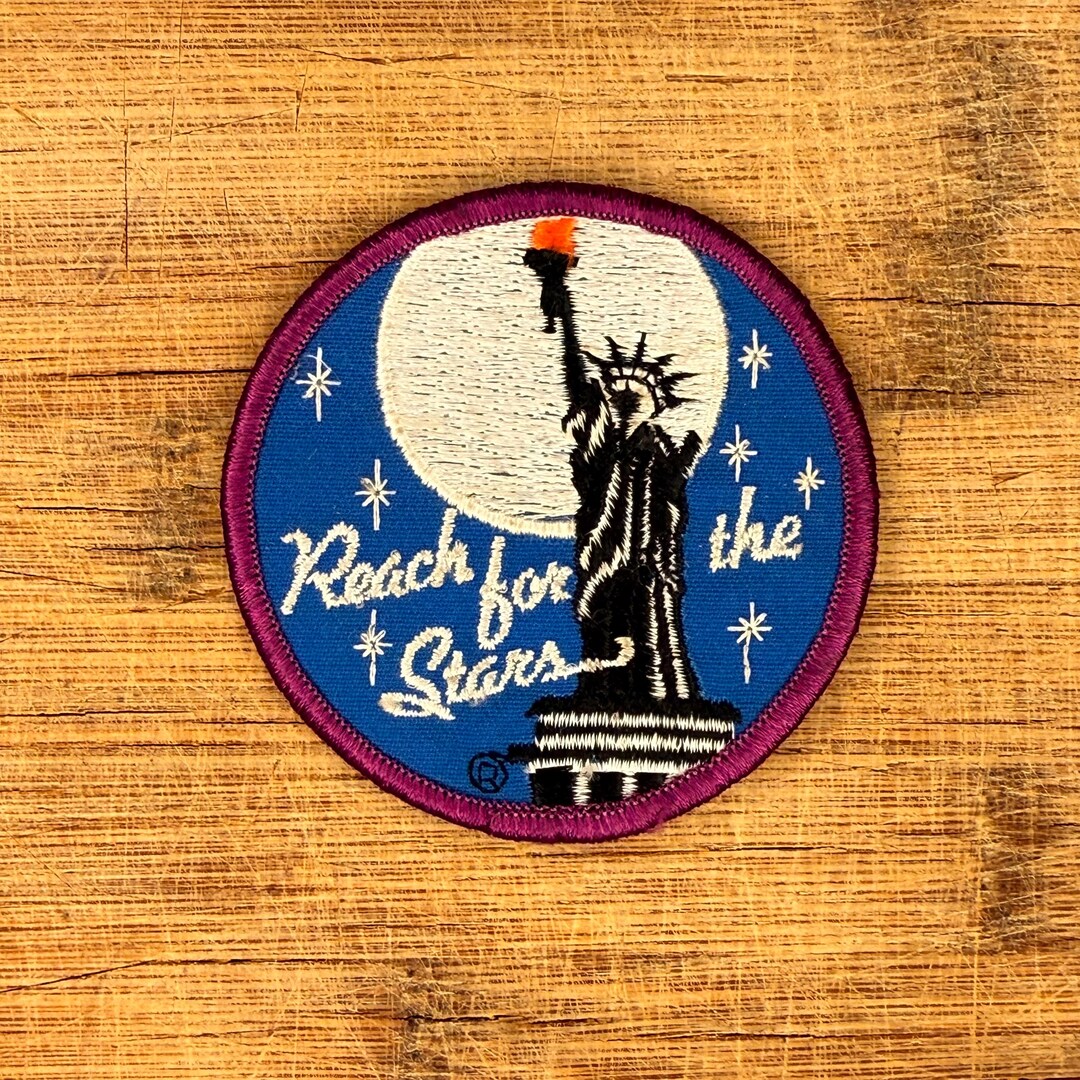 Statue of Liberty Patch – Reach for the Stars, 3in Vintage Embroidered ...