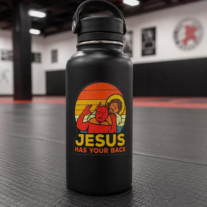 Funny Christian Sticker, Jesus Has Your Back Vinyl Decal, Jiu Jitsu ...