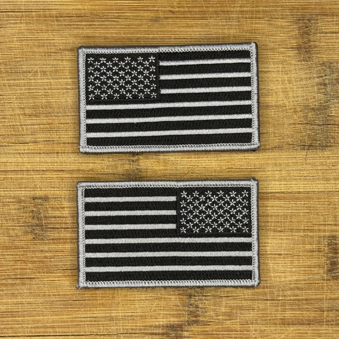 American Flag Patch (black/gray) 3.5x2 – Subdued USA, Iron-on or Hook ...