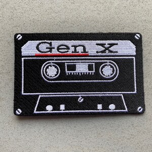 Cassette Tape Gen X Iron-on Patch 4x2.5 Inch Black Gray or Red Retro ...