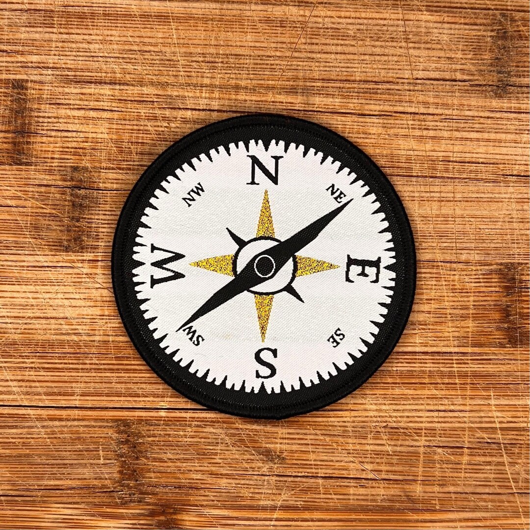 Iron-on Compass Patch – 3-inch Woven Embroidered Applique for Adventure ...