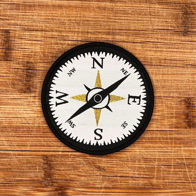 Compass Rose Iron on Patch 3 Inch, Woven Embroidered Adventure Badge ...