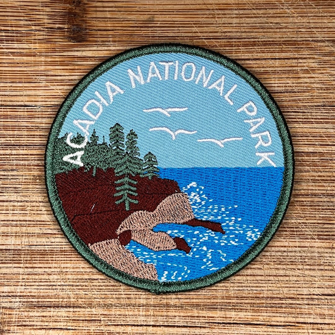 Acadia National Park Embroidered Patch 3in Round Iron-on Mountain Ocean ...