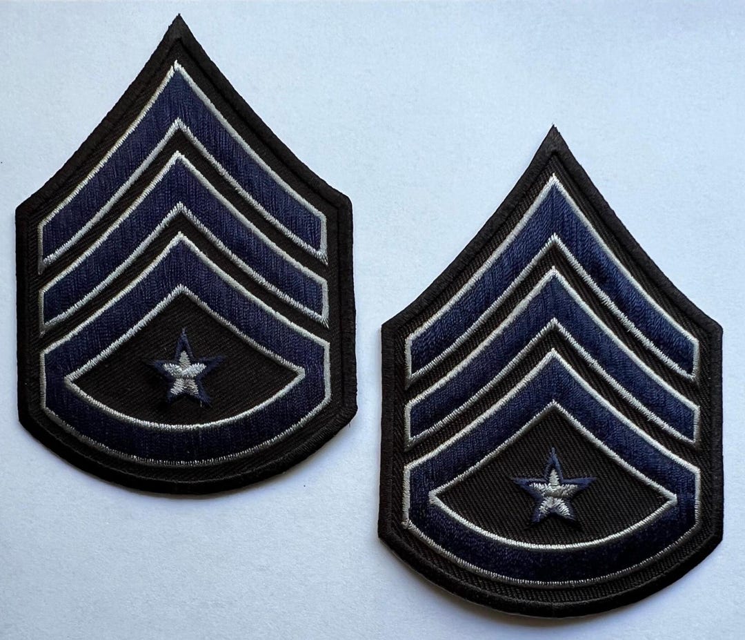 Sergeant Rank Patches – Military Police Security Stripes in Black, Blue ...